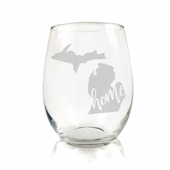 Michigan State Stemless Wine Glass Michigan Gift Michigan | Etsy