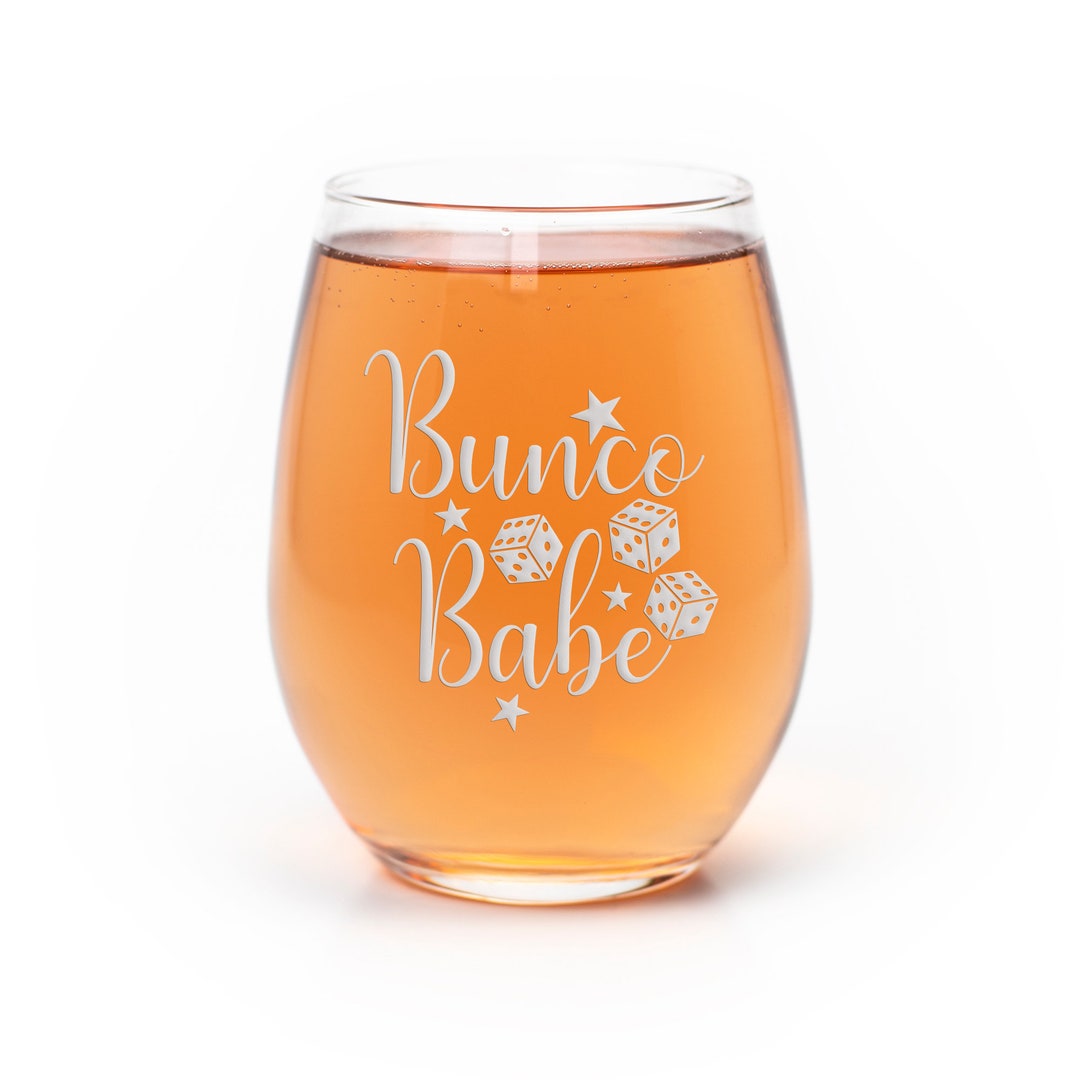 Bunco Babe Stemless Wine Glass Quiz Night Quencher Wine Glass Bunco