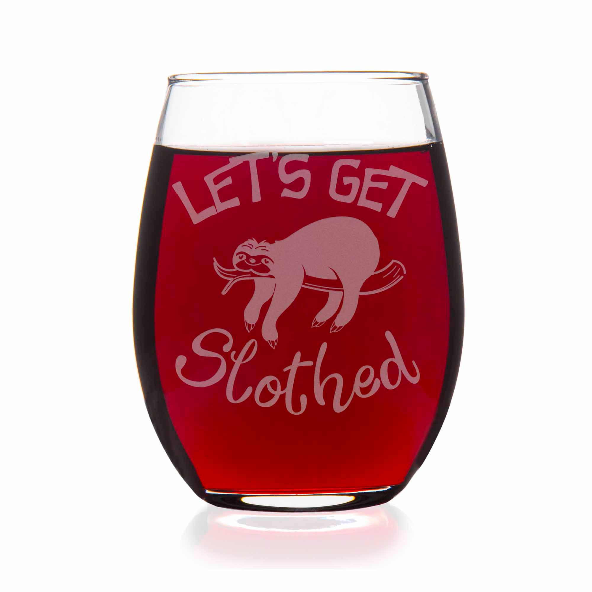 Lets Get Slothed Stemless Wine Glass Sloth Gift Joke Wine - Etsy