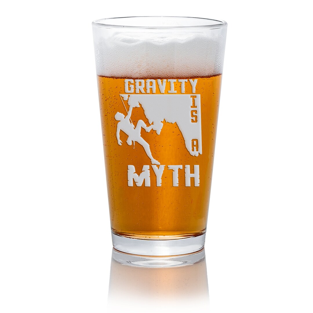 Gravity Myth Climbing Pint Beer Glass - Peak Pour, Rock Climber Gift ...