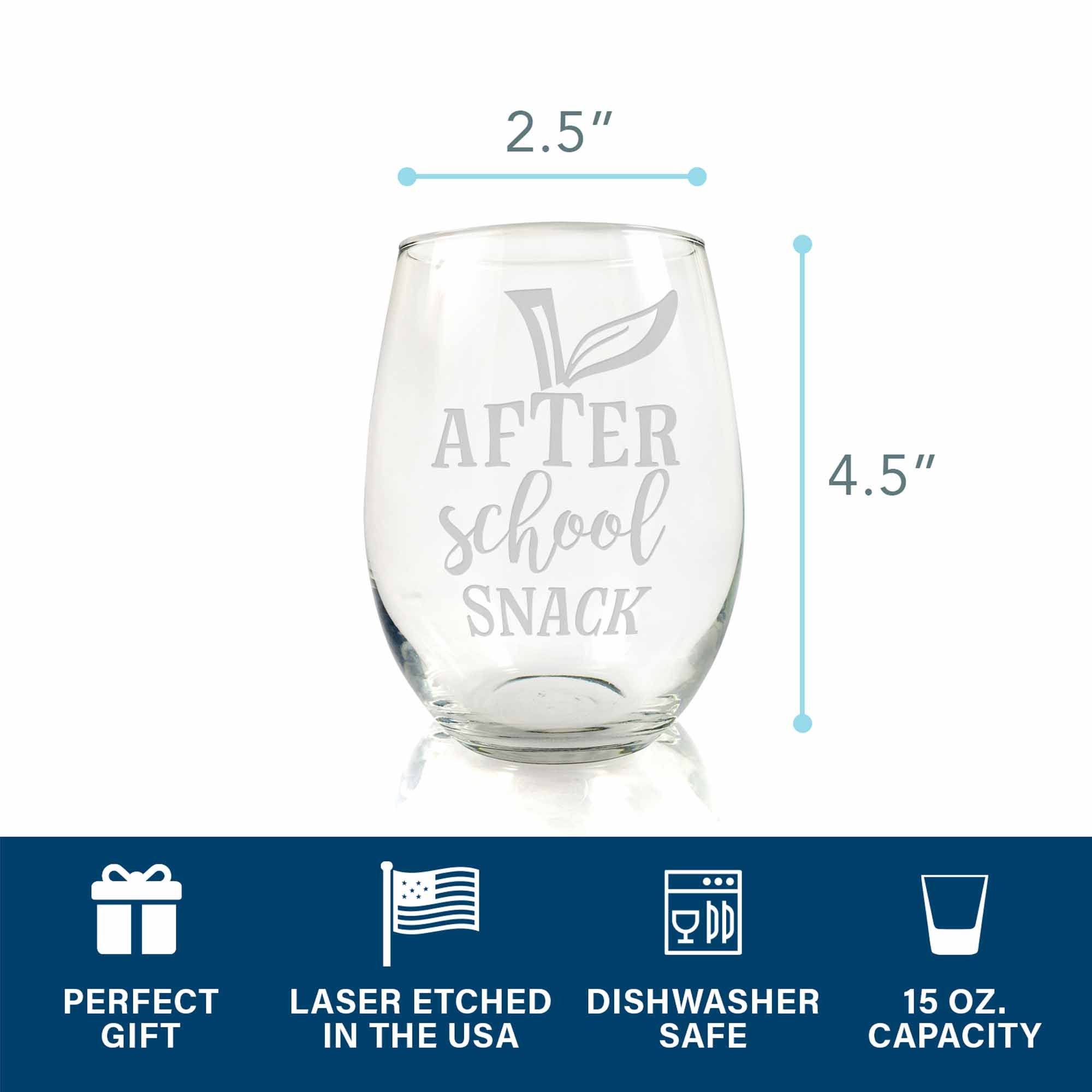 After School Snack Stemless Wine Glass T For Teachers Etsy