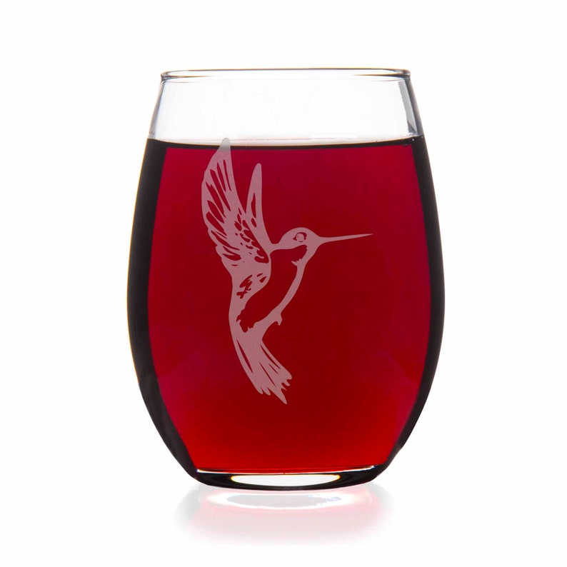 Hummingbird Stemless Wine Glass Hummingbird Gift - Etsy