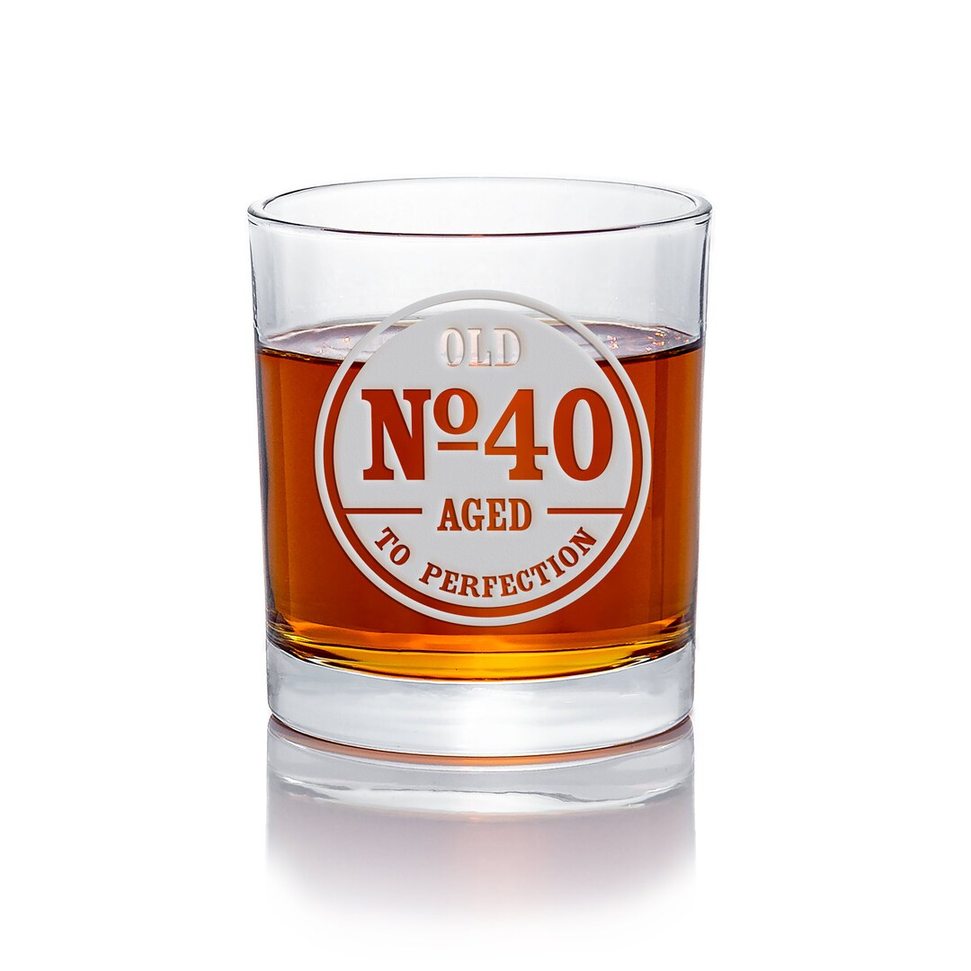40 Year Aged Perfection Birthday Round Rocks Glass - 40th Birthday Gift ...