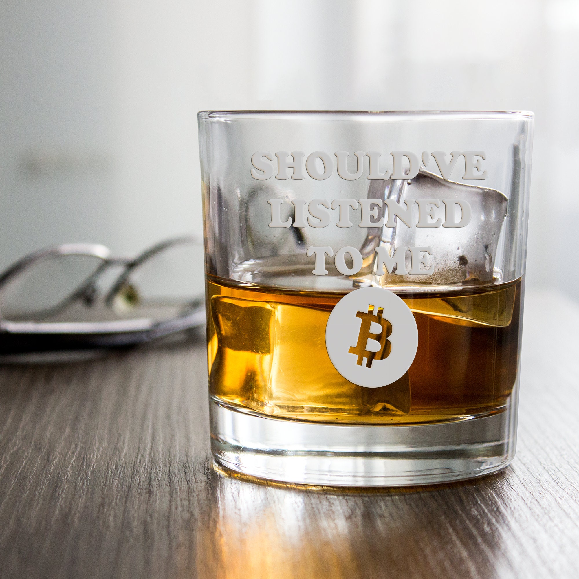Shouldve Listened Bitcoin Round Rocks Glass Bitcoin Gift,, 55% OFF