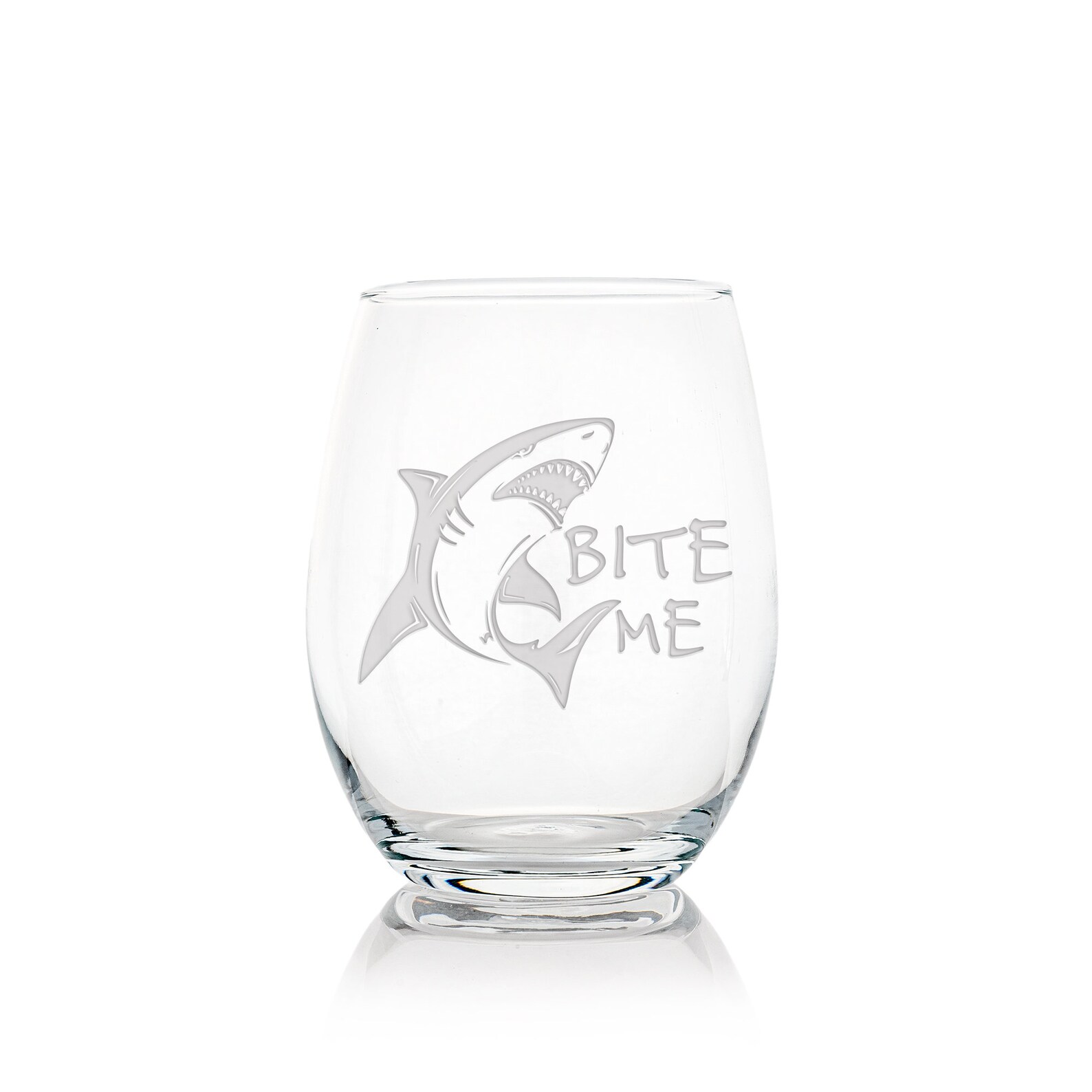 Bite Me Shark Week Stemless Wine Glass Shark Week Gift, Shark Week ...
