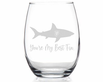 Bite Me Shark Week Stemless Wine Glass Shark Week Gift - Etsy