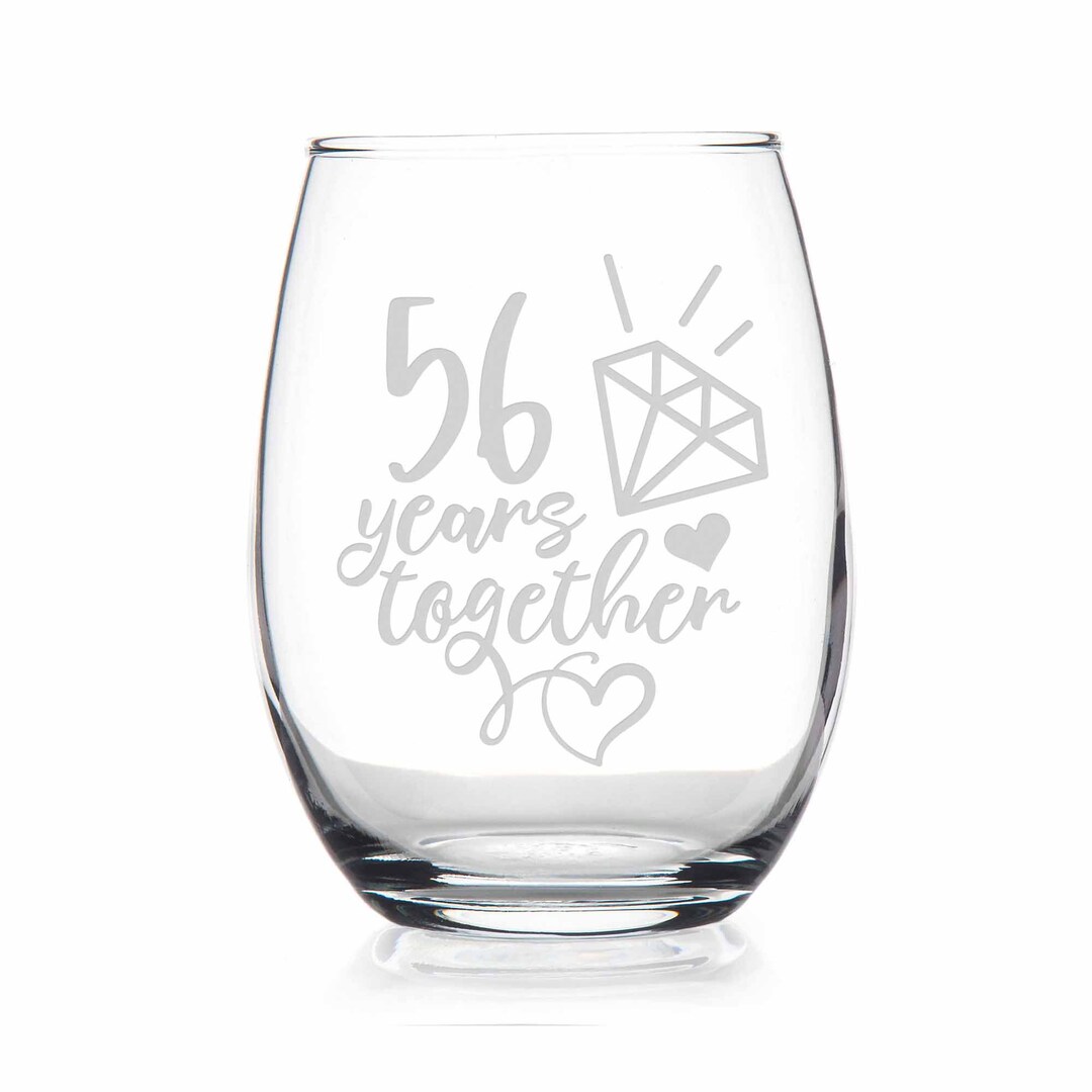 56 Year 56th Wedding Anniversary Gift Stemless Wine Glass 56 - Etsy