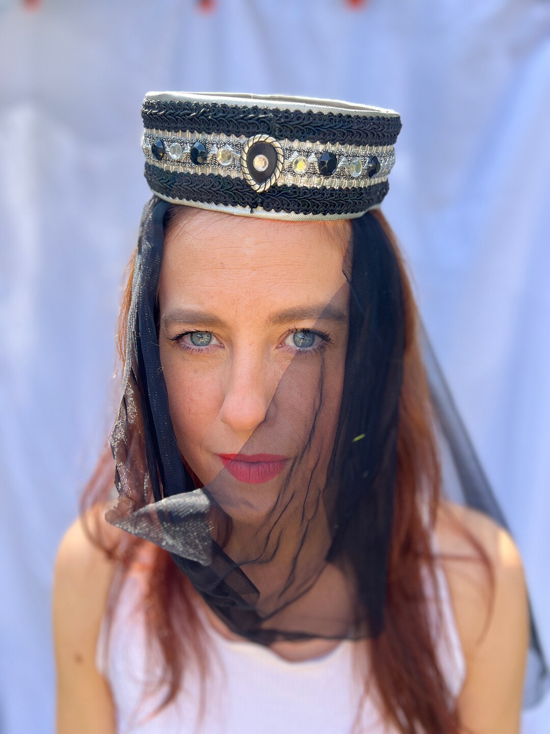 VINTAGE Scheherazade Gold or Silver Bedazzled Hat Costume - Etsy