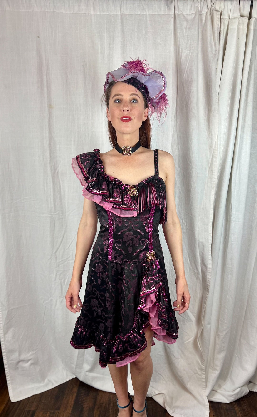 VINTAGE Pink and Black Saloon Girl Costume Dress - Etsy