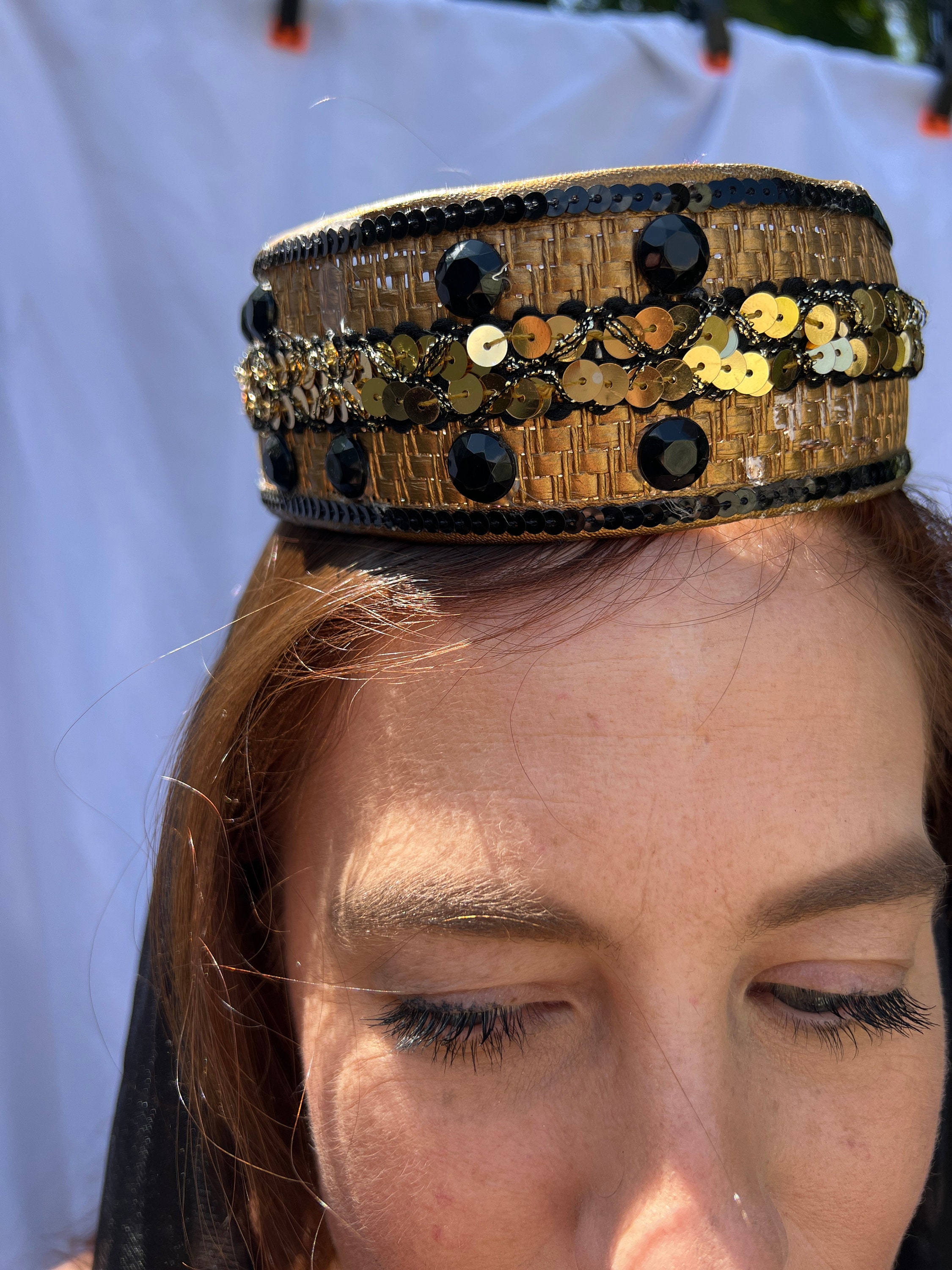 VINTAGE Scheherazade Gold or Silver Bedazzled Hat Costume - Etsy