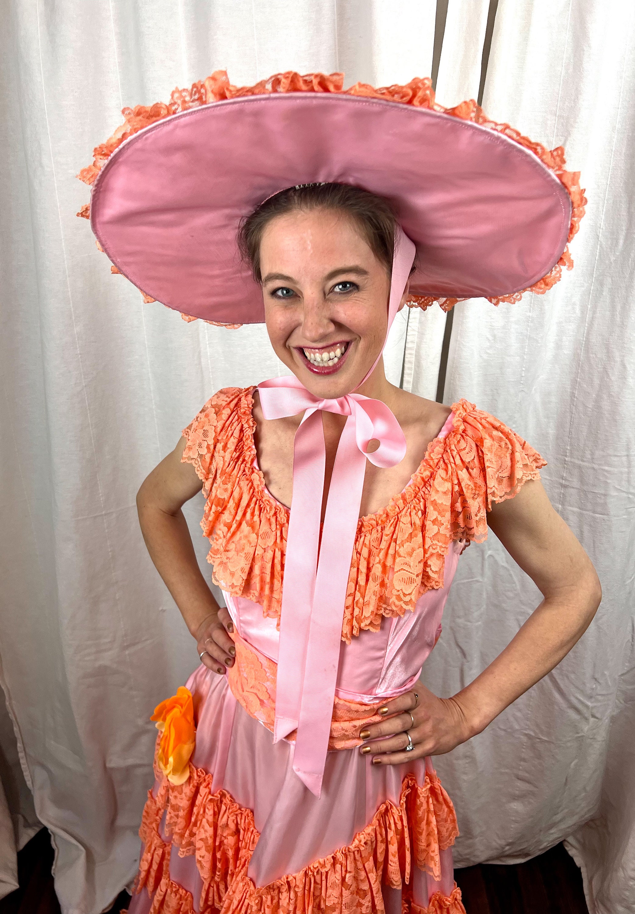 VINTAGE Orange and Pink Saloon Gown - Etsy