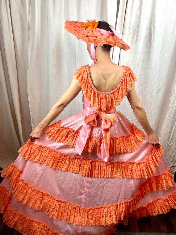 VINTAGE Orange and Pink Saloon Gown - Gem
