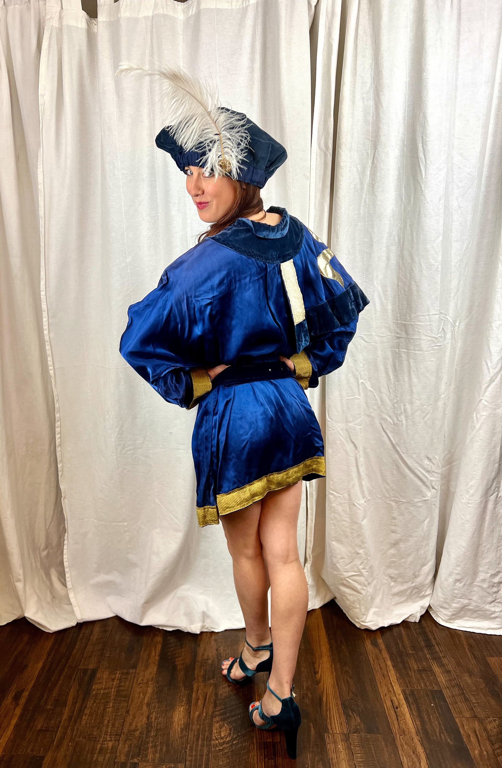 VINTAGE Blue Heralder Unisex Costume With Feather Cap! - Etsy
