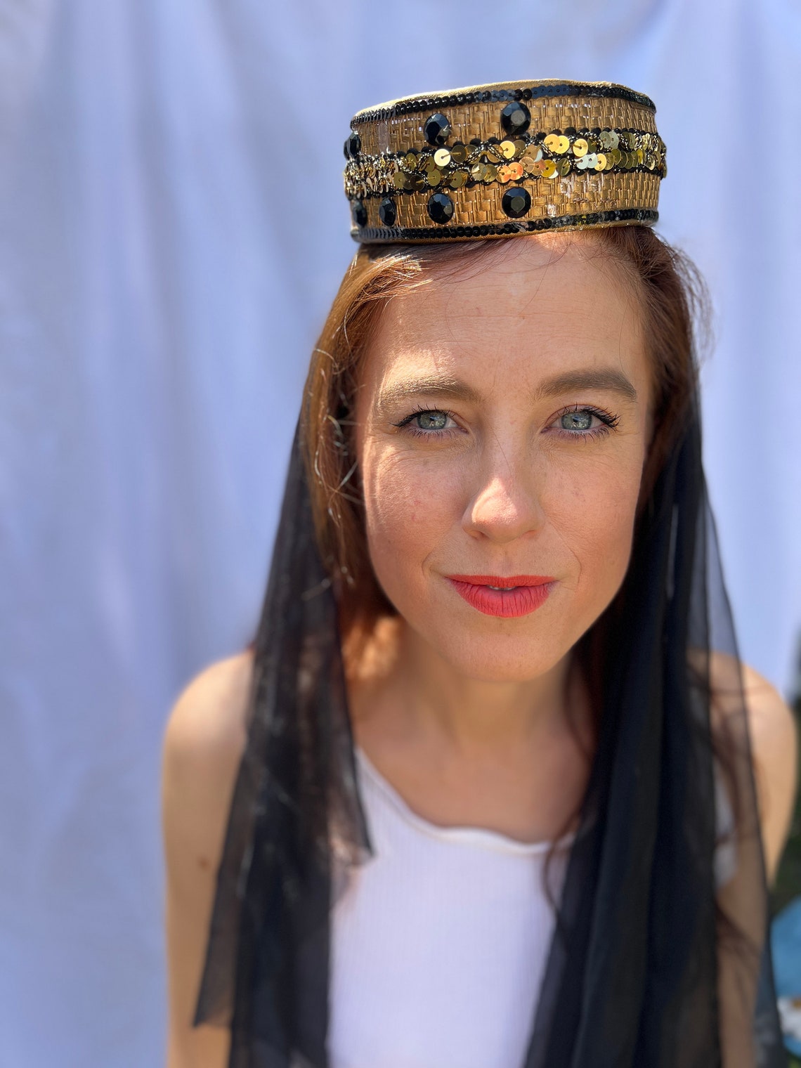 VINTAGE Scheherazade Gold or Silver Bedazzled Hat Costume - Etsy
