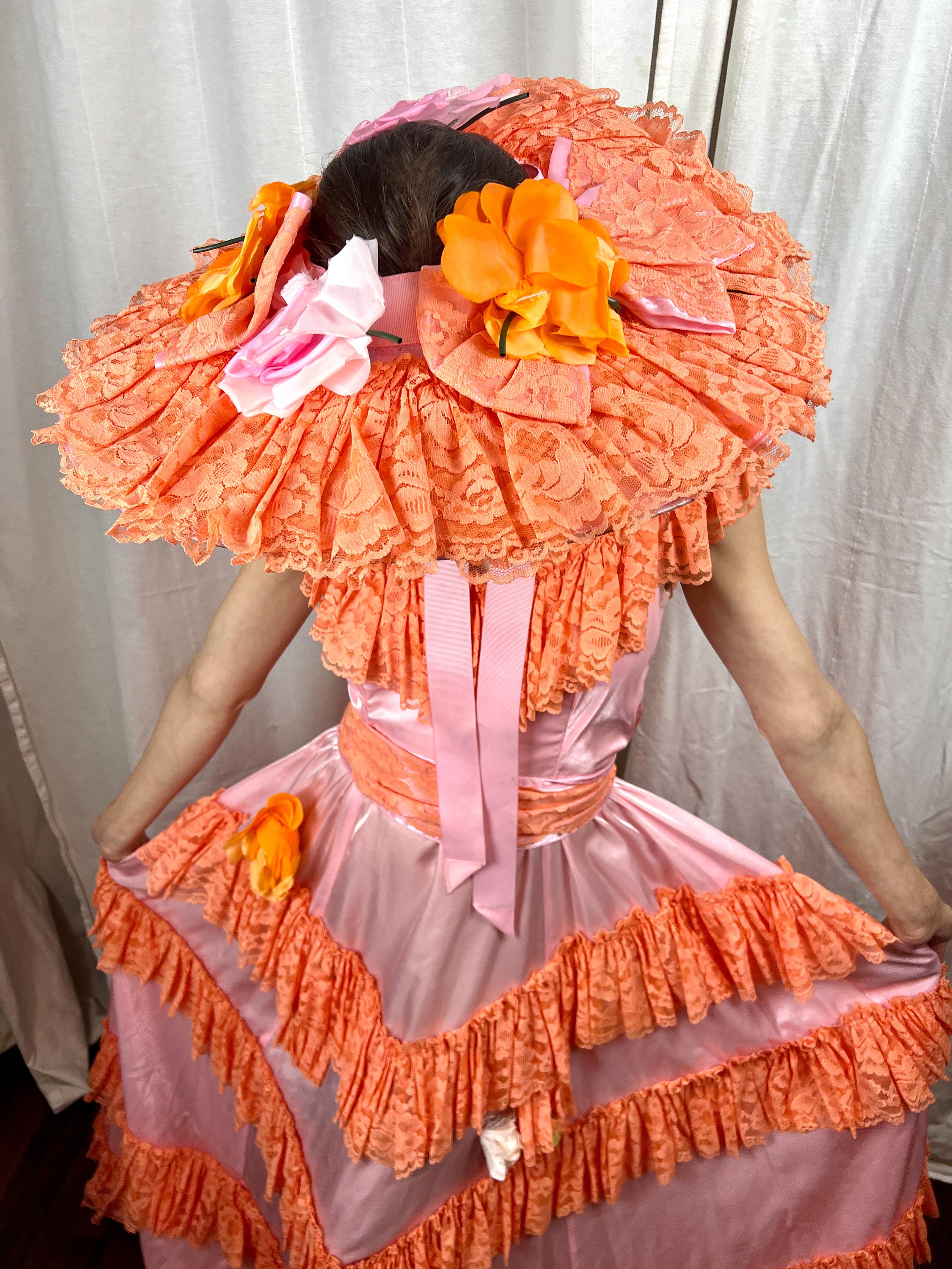 VINTAGE Orange and Pink Saloon Gown - Etsy