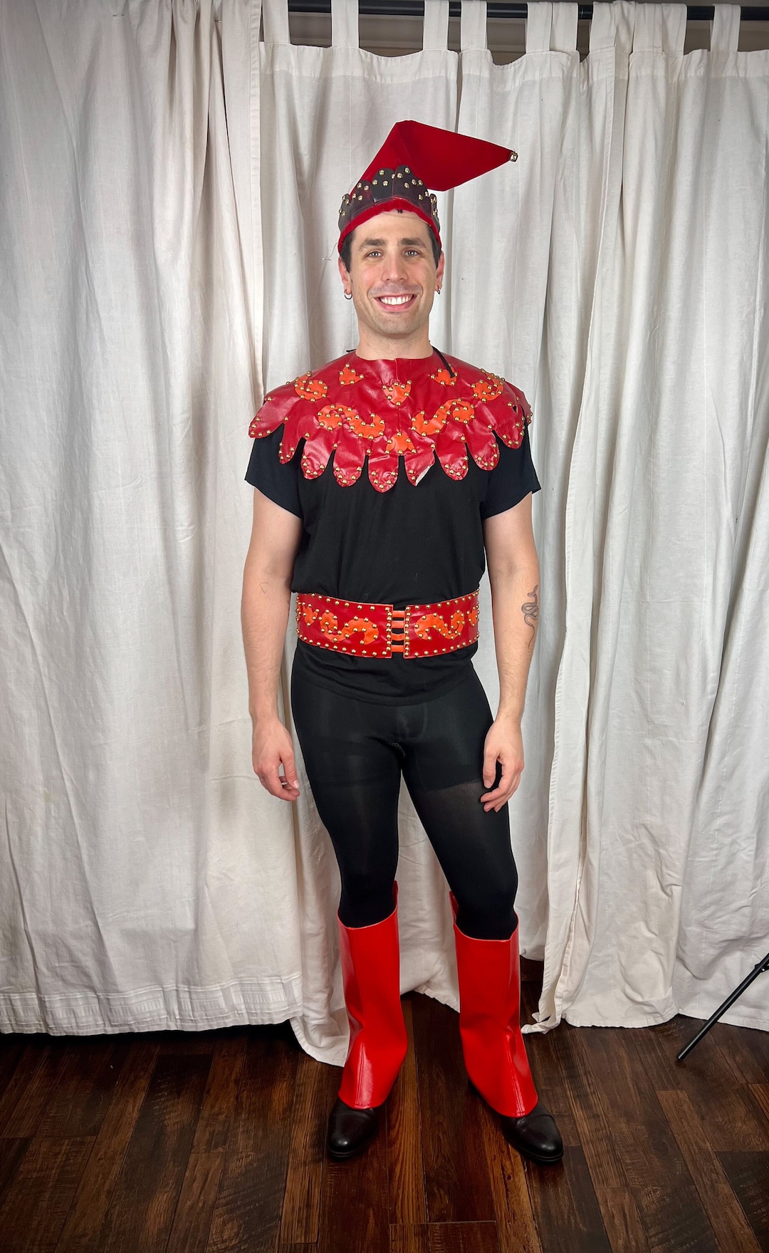 The Jester VINTAGE Red Faux Leather Unisex Jester Costume - Etsy