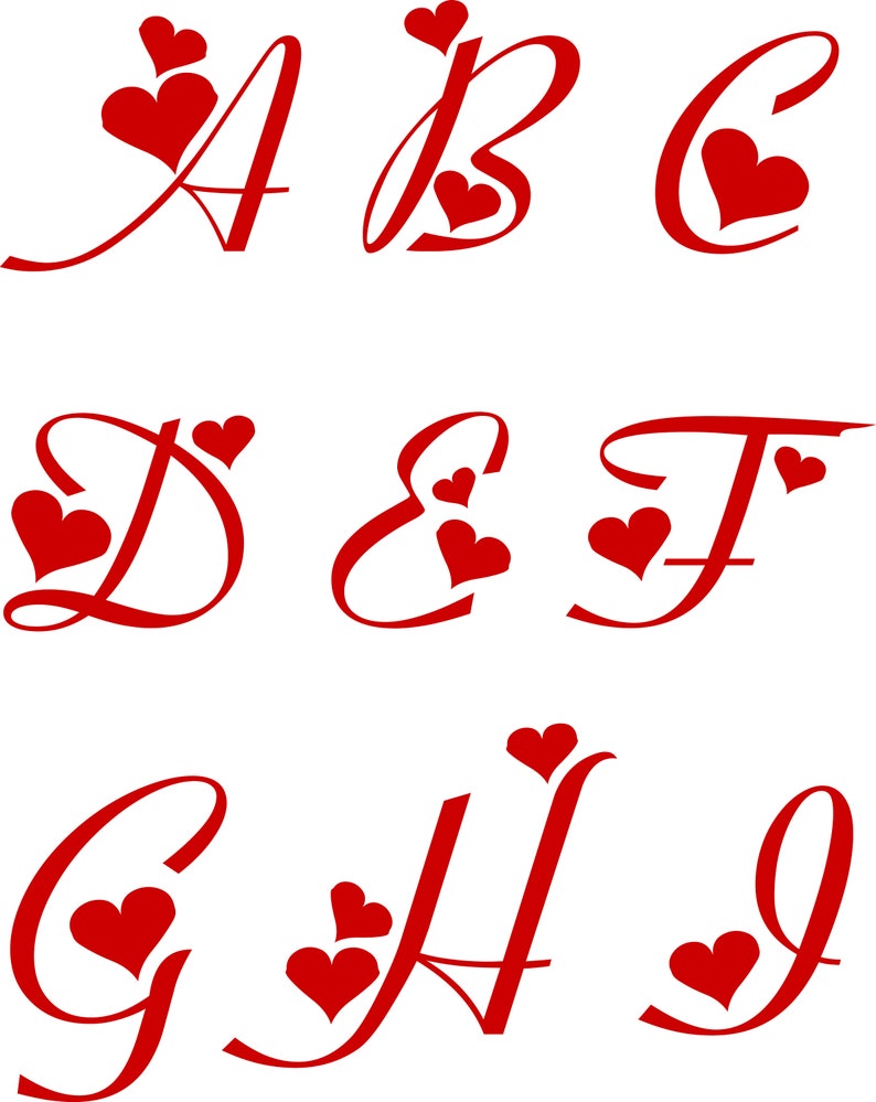 LOVE FONT SVG Silhouette Svg Handwritten Font Svg Heart | Etsy