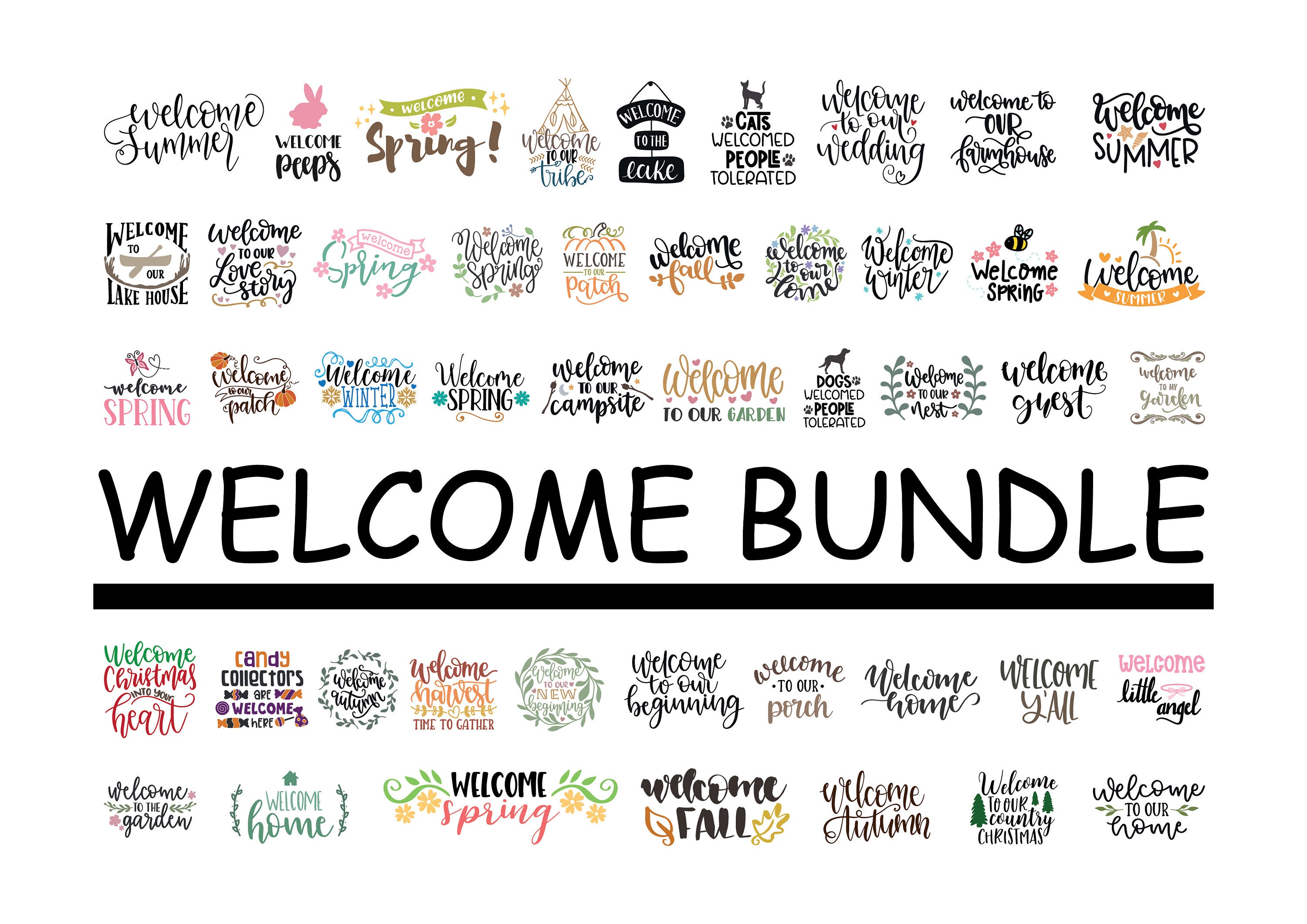 WELCOME SVG Bundle, Welcome SVG, Welcome Clipart, Welcome Cricut ...