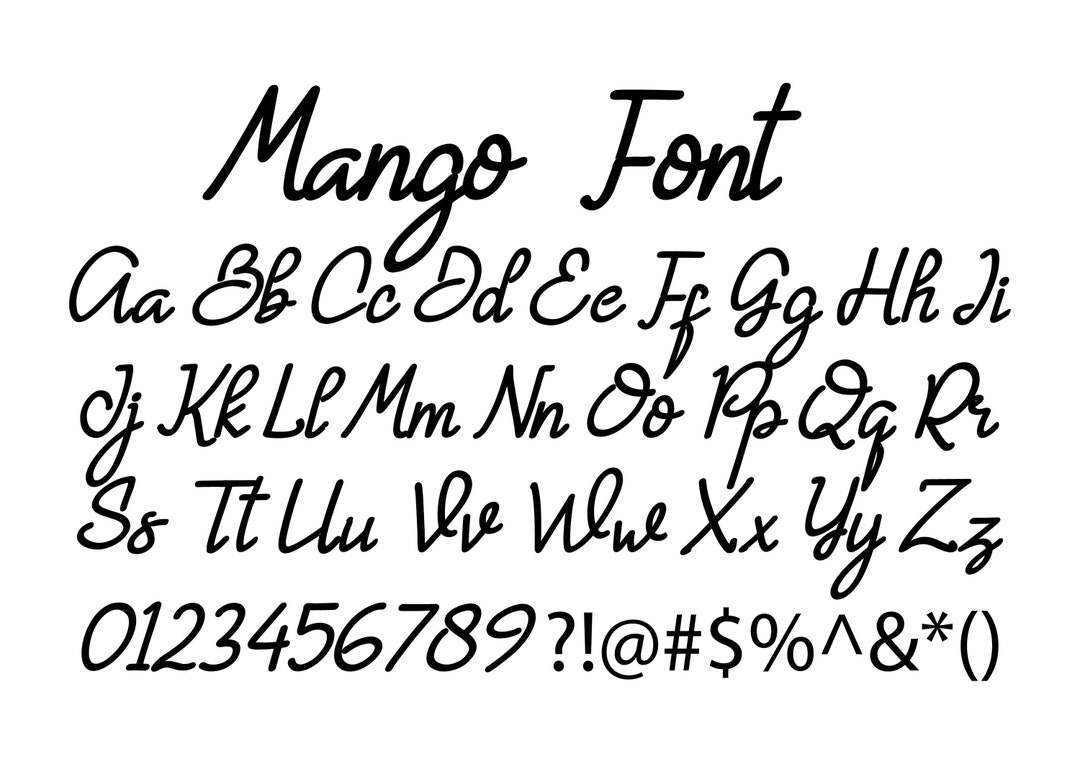 MANGO FONT SVG, Cursive Font Svg, Cursive Alphabet Svg, Calligraphy ...