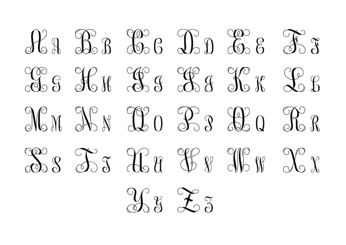 VINE MONOGRAM SVG Vine Alphabet Svg Vine Font Svg Fancy - Etsy