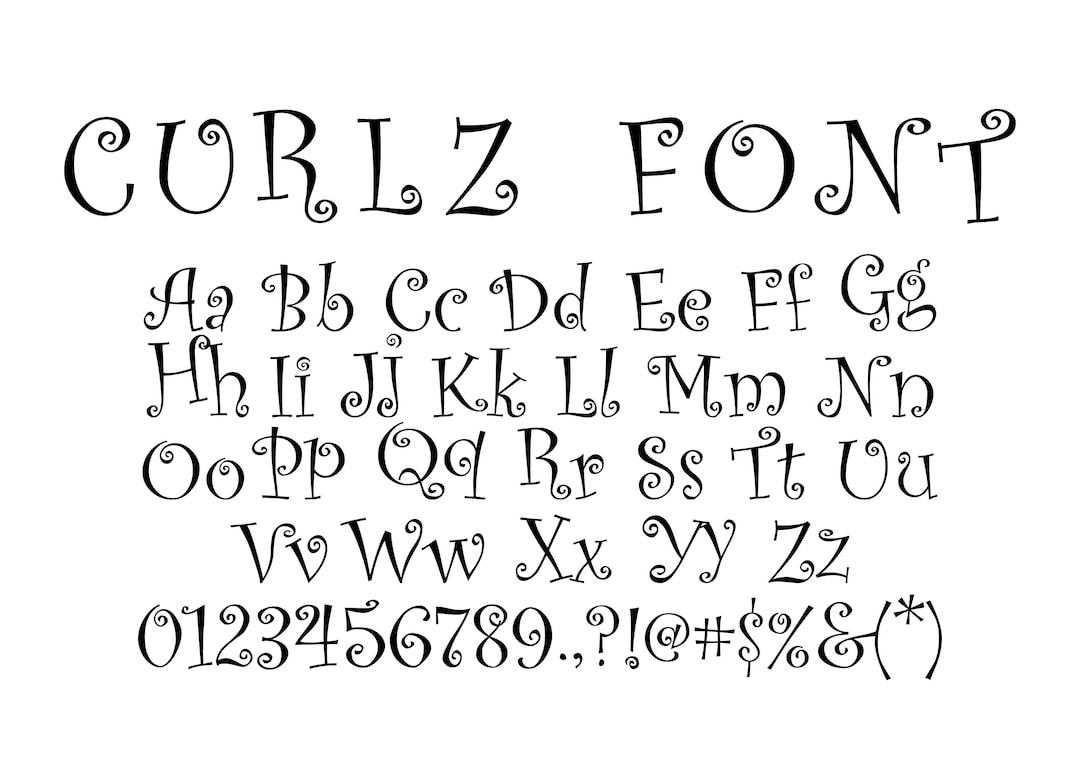 CURLZ FONT SVG, Alphabet Svg, Font Ttf, Download Font, Font Digital ...