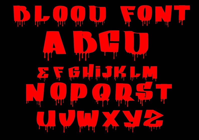 Blood Font Svg Alphabet Svg Clipart Font for Cricut | Etsy