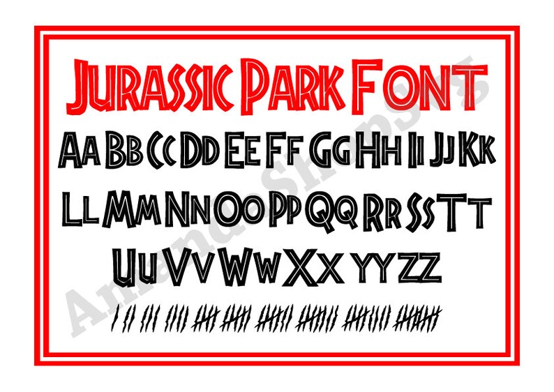 Jurassic Park Font SVG, Jurassic Park Alphabet SVG, Jurassic Park SVG ...