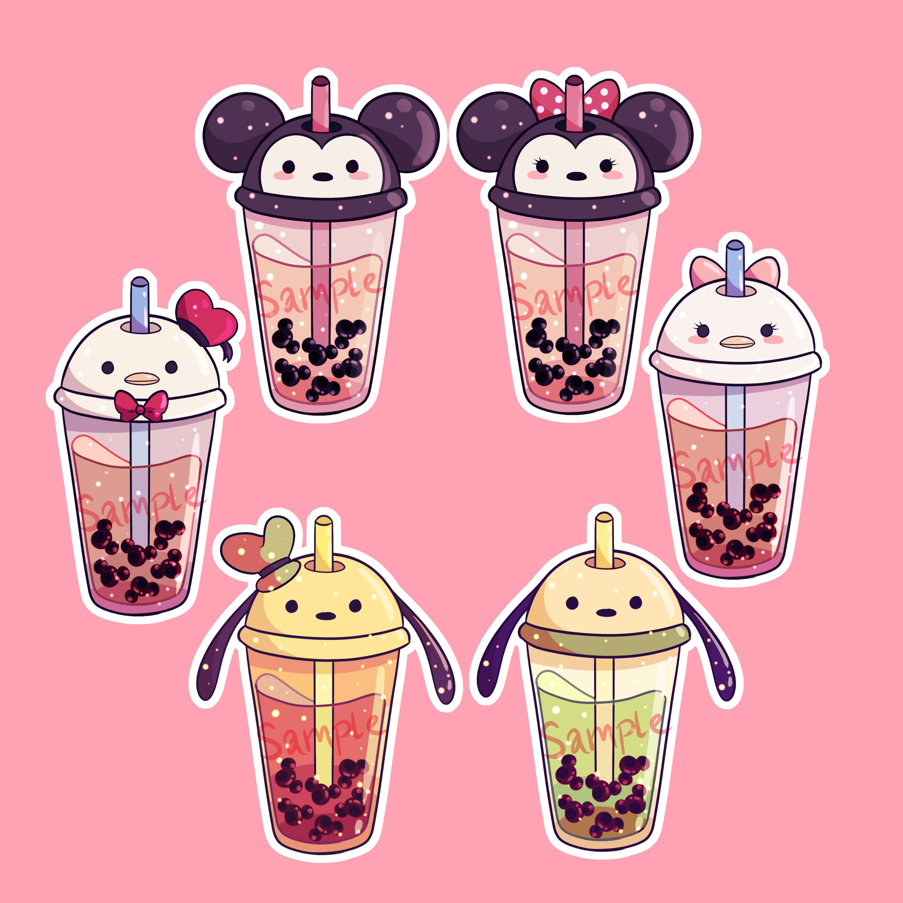 Disney Boba Bubble Tea Sticker Set mickey mouse minnie | Etsy