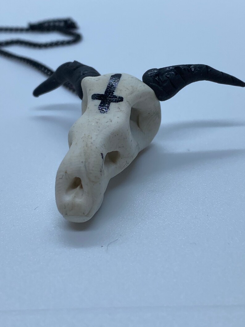 Goth Animal Skull Polymer Clay Charm Necklace Cross - Etsy