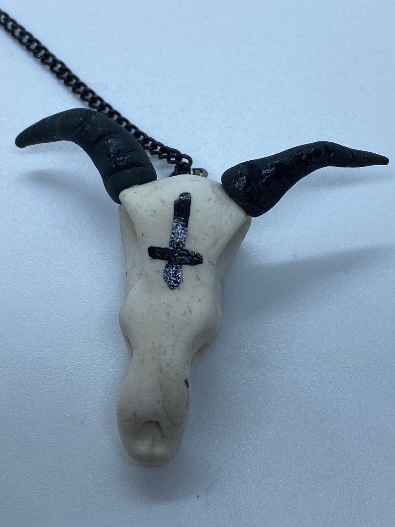 Goth Animal Skull Polymer Clay Charm Necklace Cross - Etsy