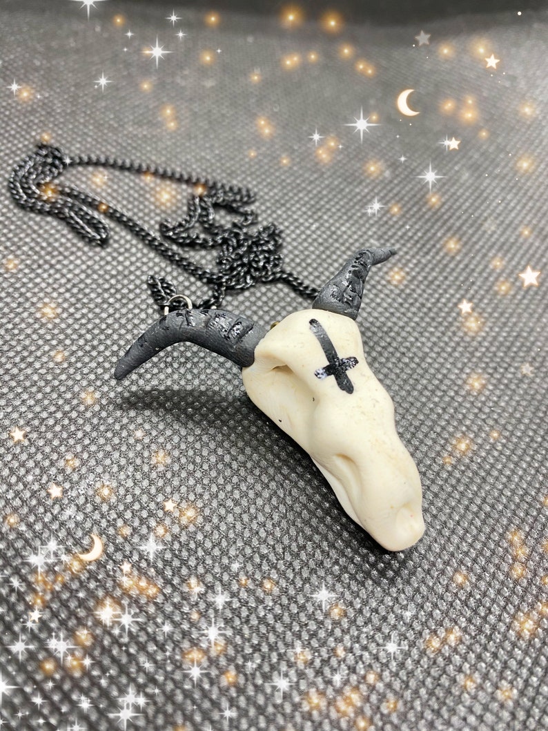 Goth Animal Skull Polymer Clay Charm Necklace Cross - Etsy