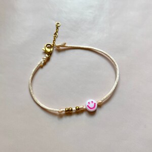 Bracelet | Smiley Satin Stainless Steel Gold-plated Handmade - Etsy