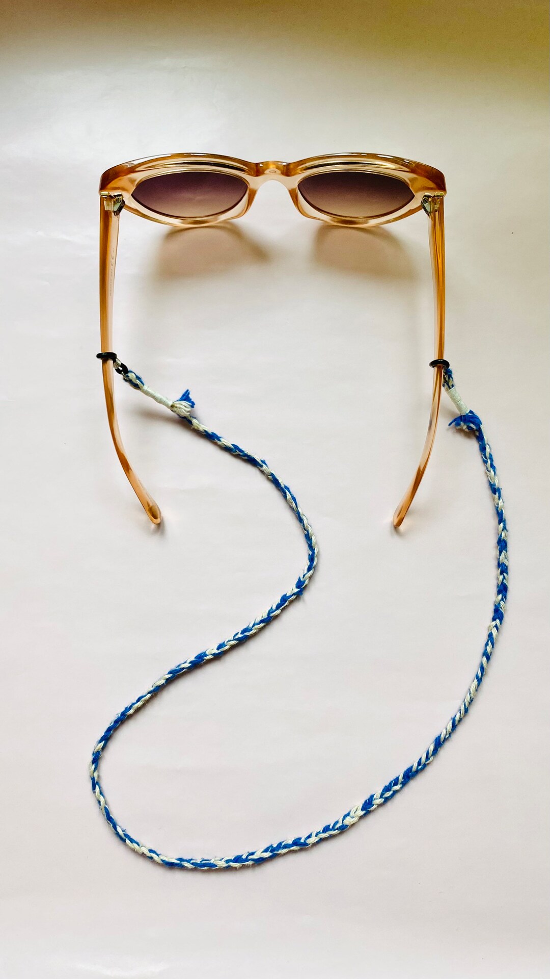 Glasses Strap Ibiza Blue Boho Braided Flax Yarn Handmade - Etsy