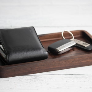 Personalized Wooden Desk Tray, EDC Key Tray Walnut Maple, Handmade ...