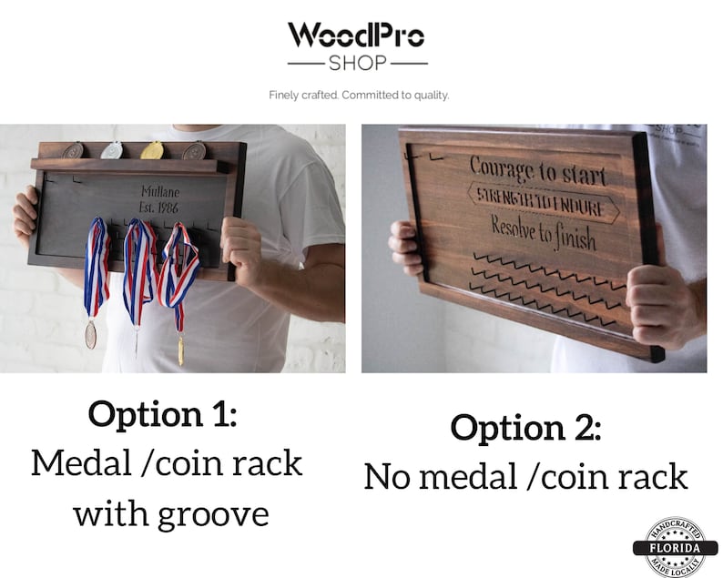 Solid Wood Medal Display Holder With Bib Hooks Coin Groove ...