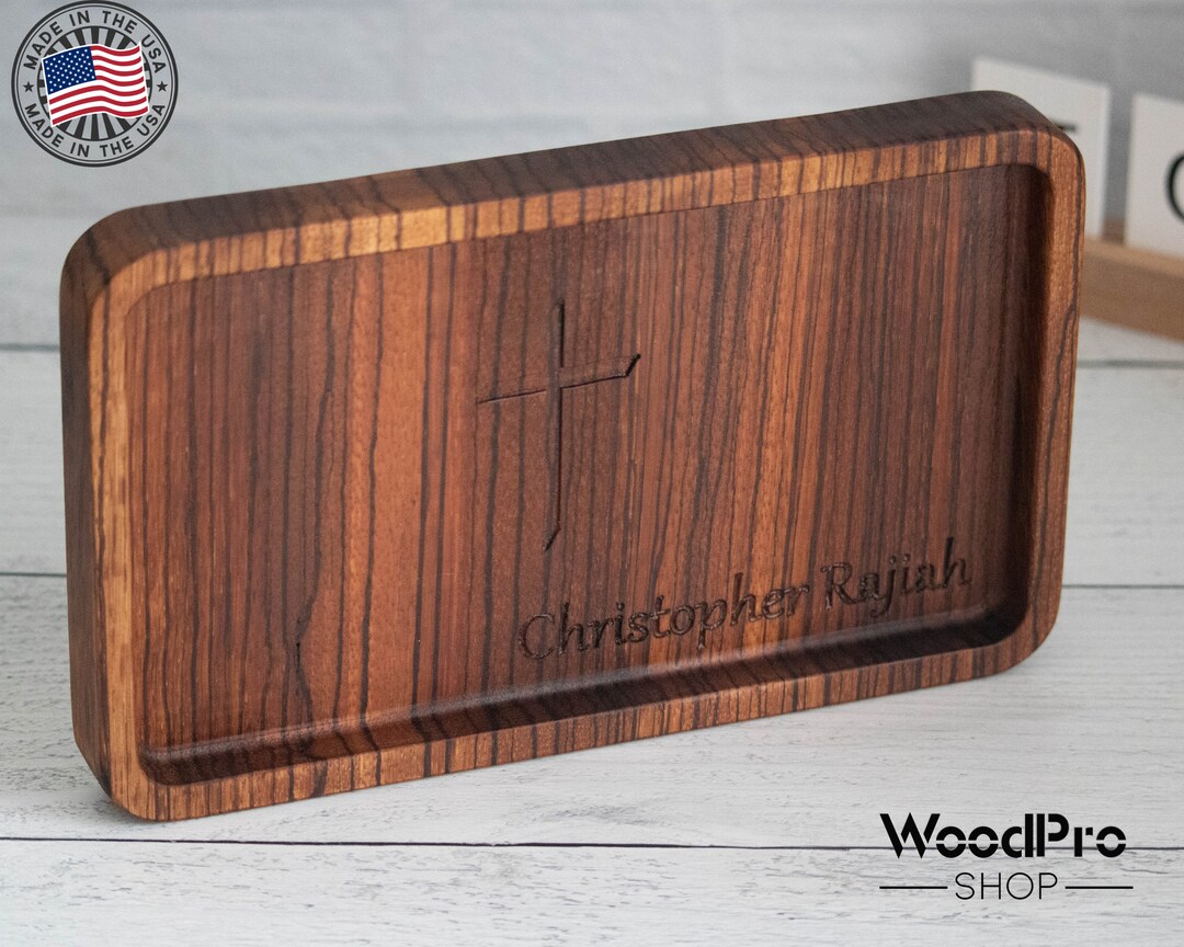 Wooden Engraved Catchall Tray for Him, Wooden Monogrammed Catch All ...