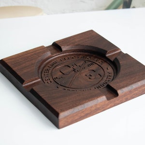 Personalized Wooden Cigar Ashtray With Custom Business Logo, Corporate ...