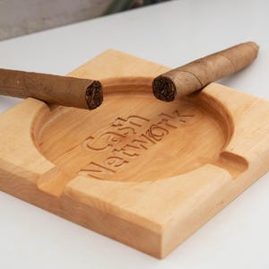 Personalized Wooden Cigar Ashtray With Custom Business Logo, Corporate ...