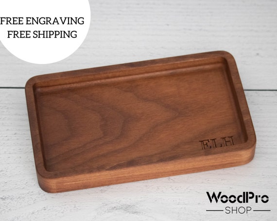 Small Valet Tray Wood Rectangular Walnut Trinket Tray Desk - Etsy