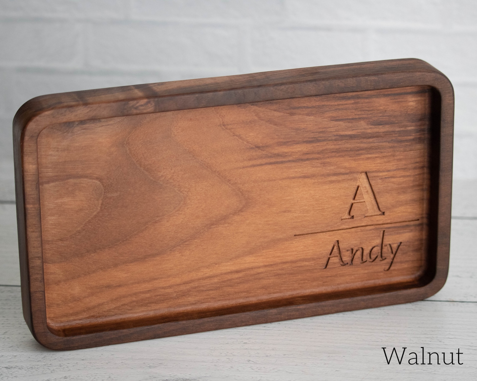 Personalized Wooden Desk Tray EDC Key Tray Walnut Maple - Etsy