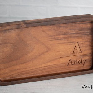 Personalized Wooden Desk Tray, EDC Key Tray Walnut Maple, Handmade ...