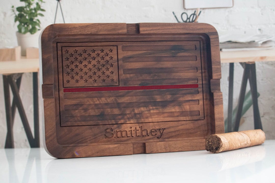 Custom Firefighter Cigar Ashtray, Personalized Wooden Ashtray With ...