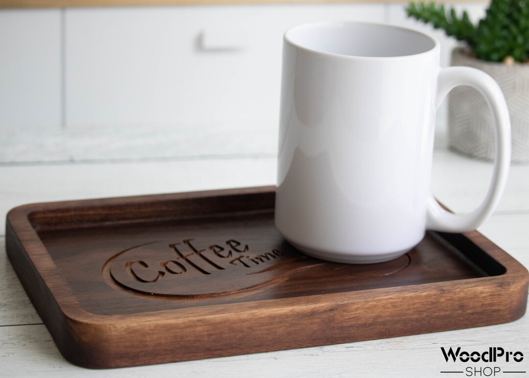 Custom Engraved Walnut Wood Coffee & Tea Serving Tray, Decor for Coffee ...