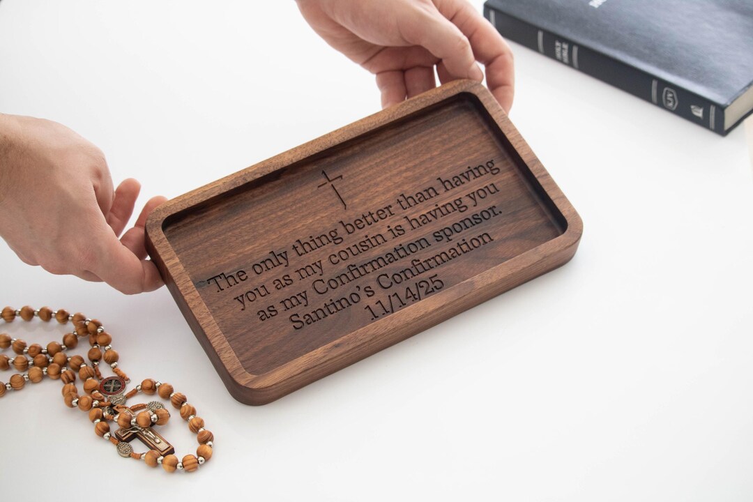 Personalized Confirmation Sponsor Gift – Engraved Wooden Catchall Tray ...