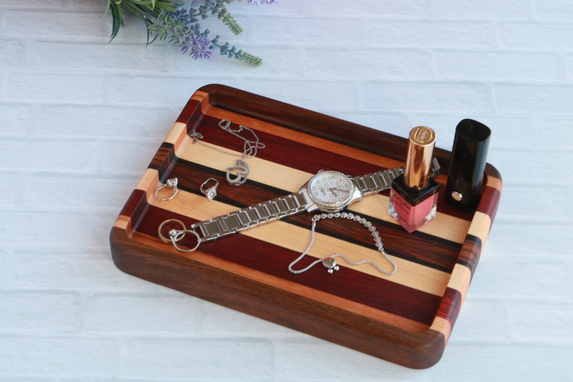 Wood Catch All Tray for Him Wood Valet Tray Personalized | Etsy