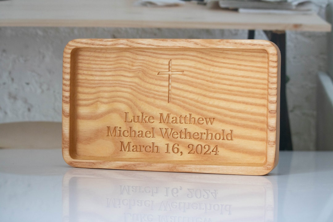 Personalized Confirmation Wooden Tray With Engraved Cross, Custom Name ...