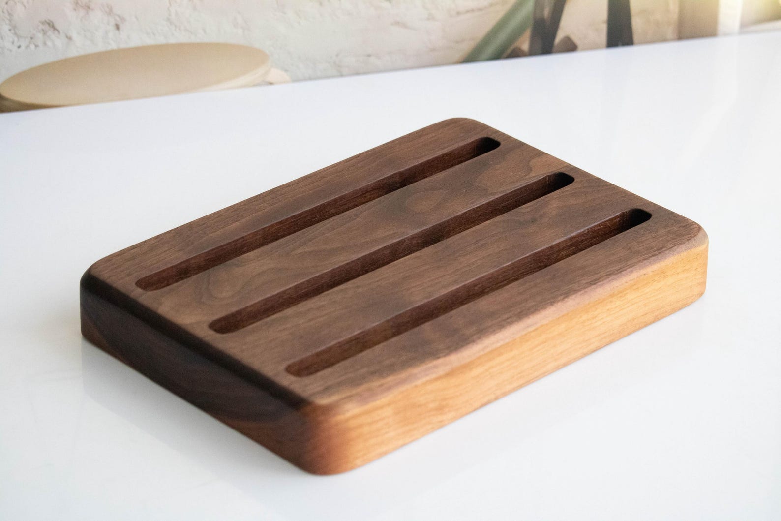 Personalized Remote Control Caddy for Table, Walnut Minimalist Desk ...