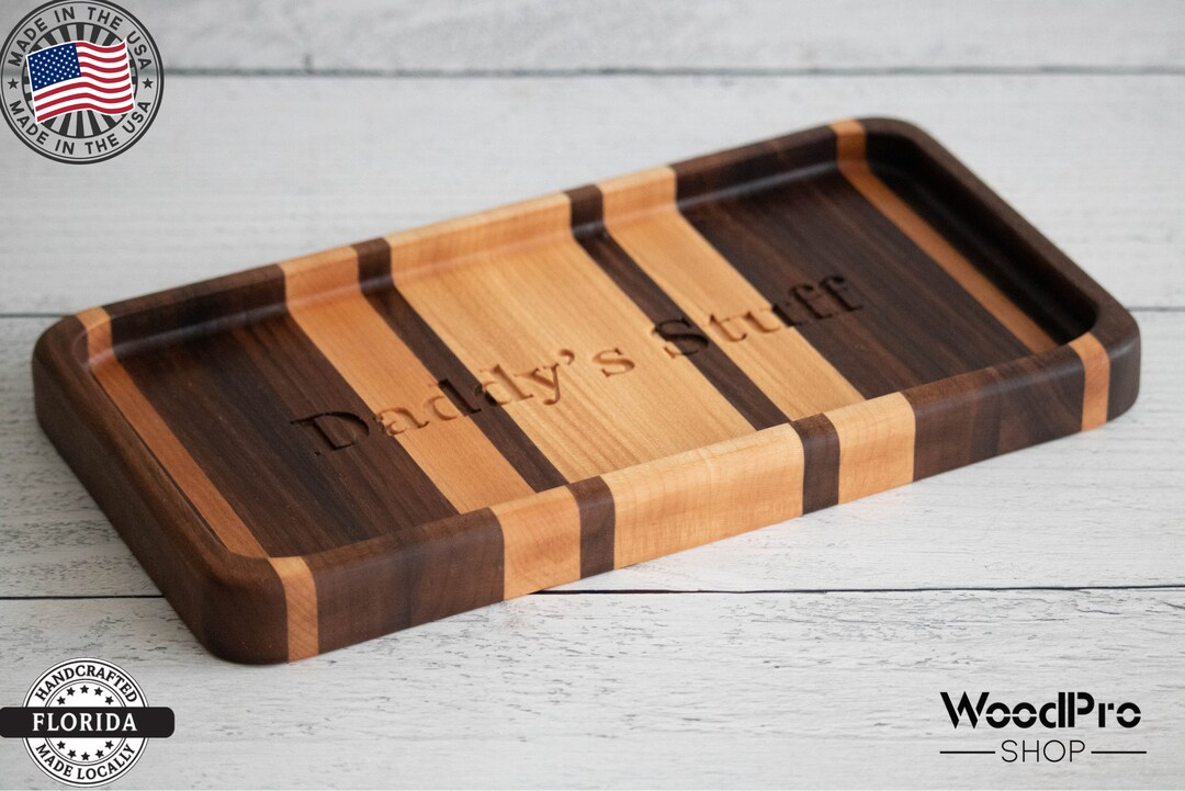 Personalized Wooden Valet Tray, Custom Monogram EDC Organizer for Men ...