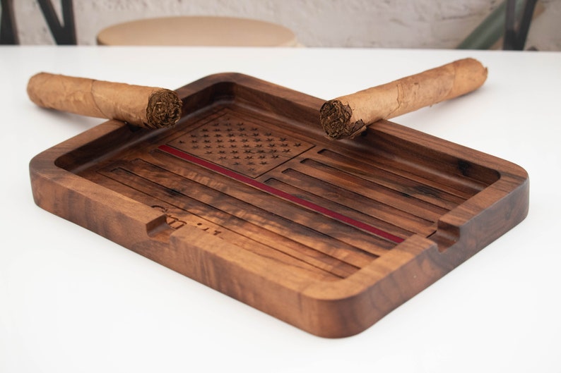 Custom Firefighter Cigar Ashtray, Personalized Wooden Ashtray With ...