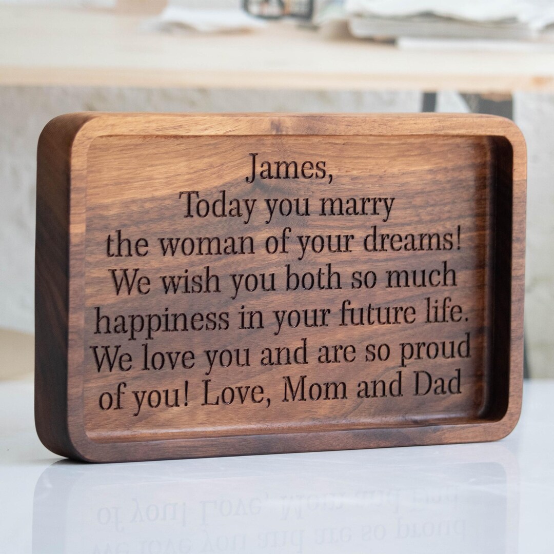 Engraved Wood Catch All Tray, Solid Wood Trinket Tray for Him, Future ...